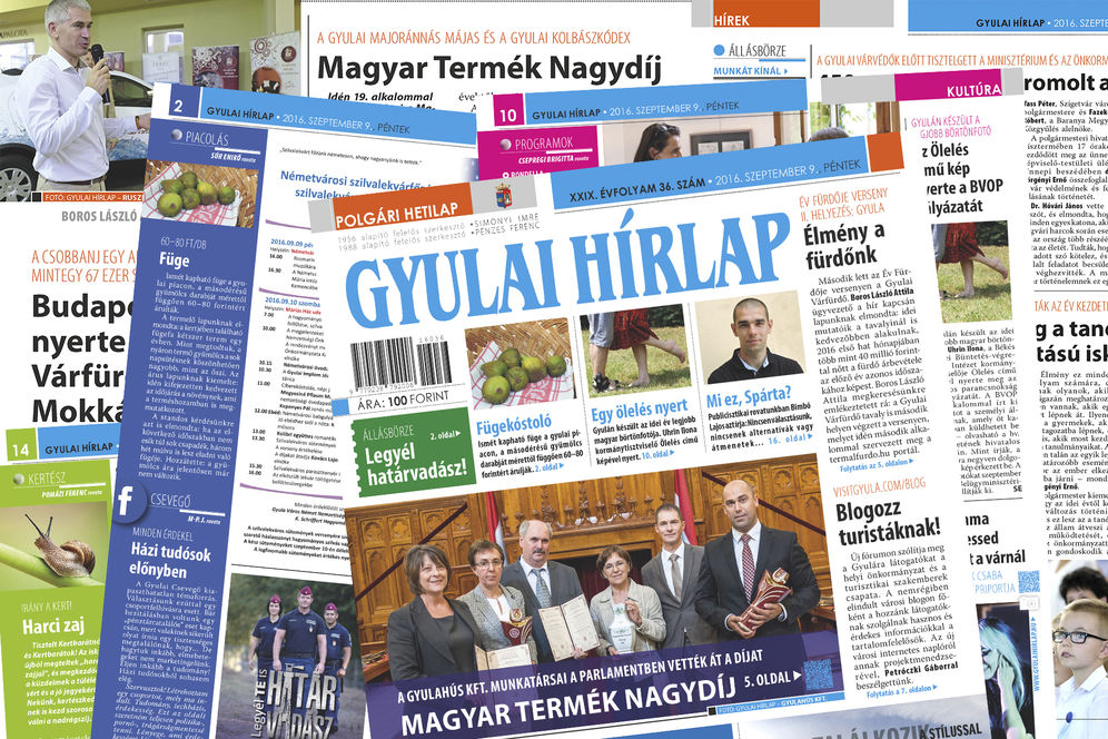 Gyulai Hírlap - Itt a legfrissebb Gyulai Hírlap! Éljen a gyulai kolbász ... Gyulai Hírlap - Itt a legfrissebb Gyulai Hírlap! Éljen a gyulai kolbász ...